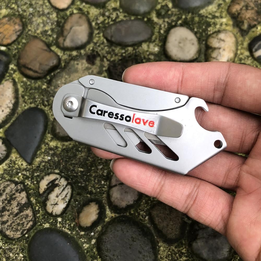 Caressolove Mini Razor Blades Pocket Knife, Folding Utility Knife with Clip, Best Retractable Box Cutter, EDC Gear Multitool, Knife for Men with 10 Extra Blades
