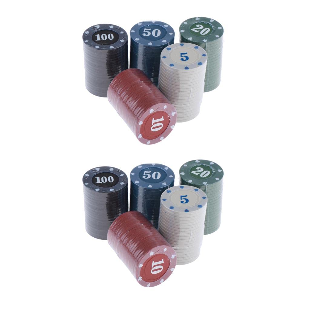 BESSTUUP Poker Chips - 200 Count with Numbers - Casino Party Supplies