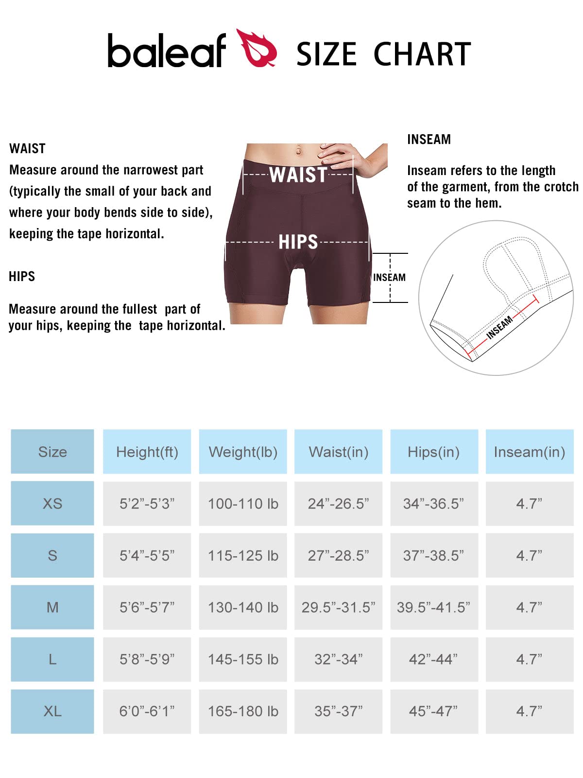 BALEAF Women's Cycling Shorts Padded Bike Shorts Biking Bicycle Spin Underwear Gel UPF 50+ Wine Red S