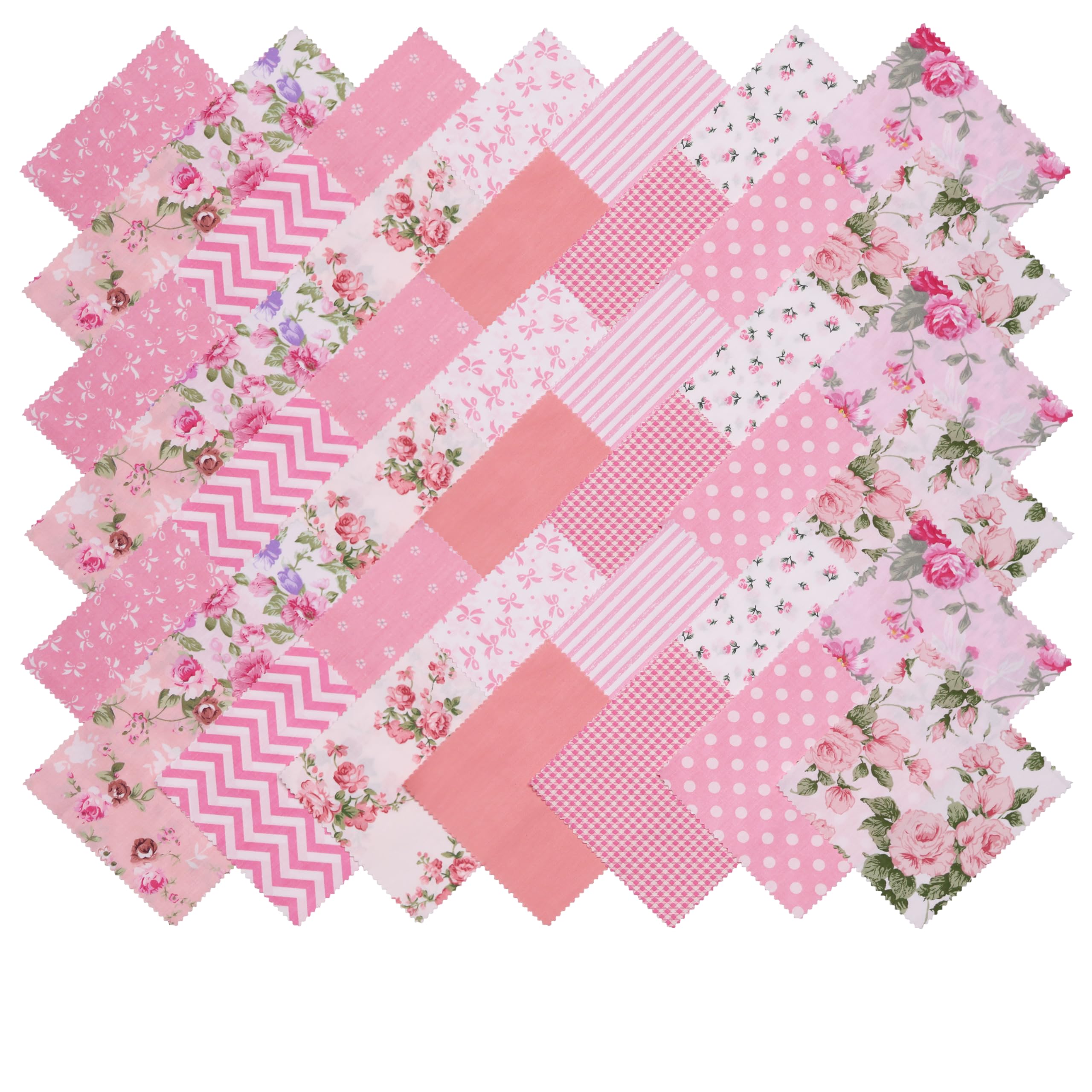 Nodsaw Pink Charm Packs for Quilting 5 inch - 5x5 Charm Squares Precut Quilting Fabric - 100% Cotton Fabric Squares for Sewing DIY Patchwork (42Pcs) 
