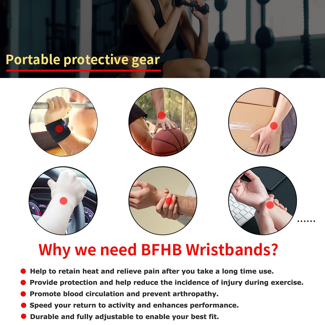 BFHB Wrist Brace for TFCC Tears - Adjustable, Dual protection, Fit Both Right & Left Hand, Support for Fitness, Weightlifting, Tendonitis, Carpal Tunnel Arthritis, Pain Relief- (Black)