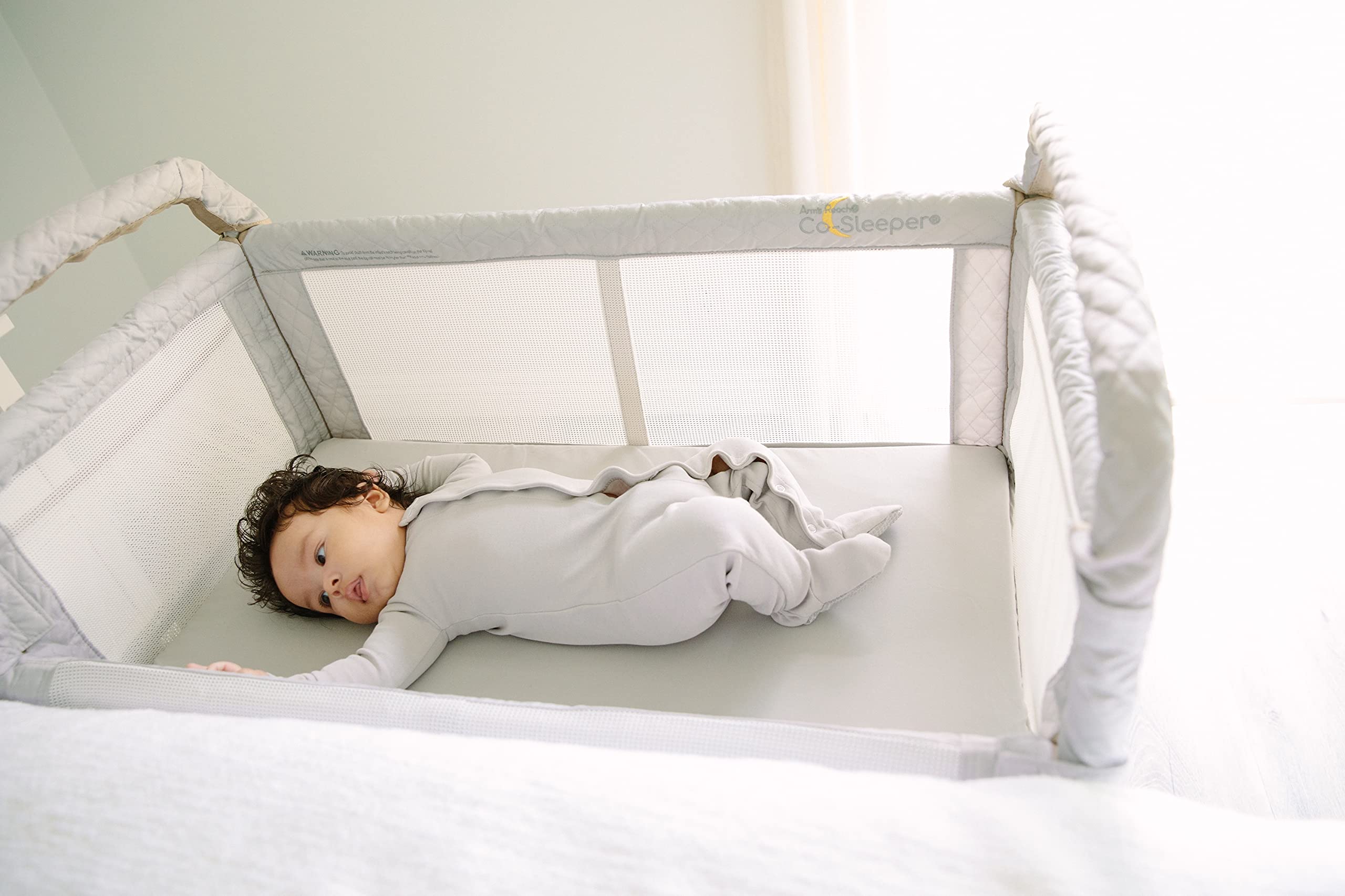 Arm’s Reach 100% Cotton Fitted Bassinet Sheets - Soft and Breathable, Designed for Use with Mini, Clear-Vue, and Cambria Co-Sleeper Bedside Bassinet, Gray