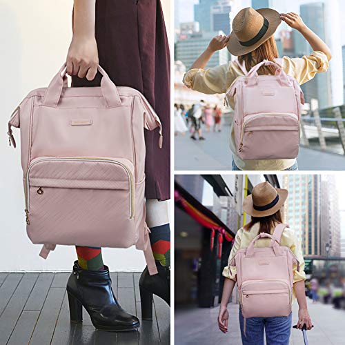 BAGSMART Laptop Backpack for Women, Travel Backpacks 15.6 Inch Notebook Doctor Back pack for College Work Business Trip Women (pink)