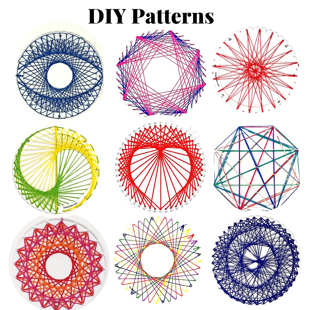 String Art Kit - Set of Frames with Strings - Math Activity Kit - DIY Kit - Without Nails - for Kids and Teens - Art and Craft Gift (Set of 5)