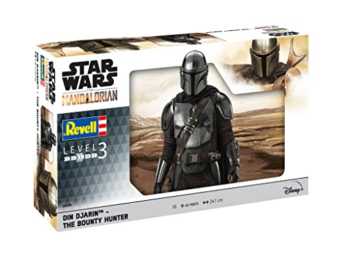 Revell 06784 Star Wars: The Mandalorian Din Djarin™ - The Bounty Hunter 1:9 Scale Unbuilt/Unpainted Plastic Model Kit with Diorama Base