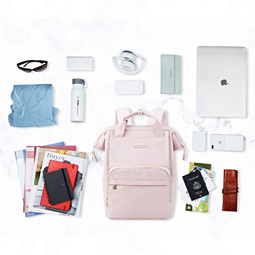 BAGSMART Laptop Backpack for Women, Travel Backpacks 15.6 Inch Notebook Doctor Back pack for College Work Business Trip Women (pink)