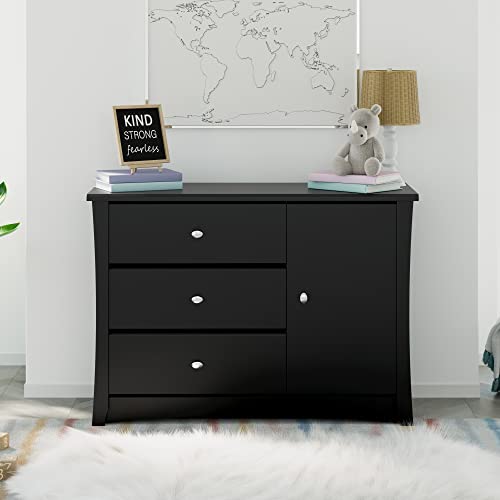 Storkcraft Crescent Dresser, 3 Drawer Combo, Black