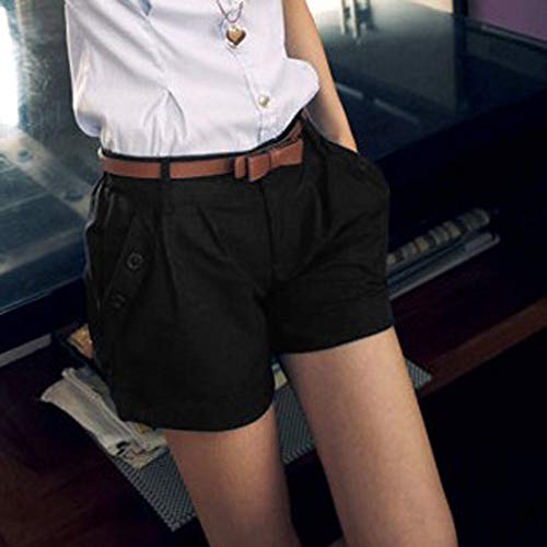 Fashion Loose Shorts, Thenlian Women's Solid England style Mid Waist Casual Summer Shorts Pants(XL, Black)