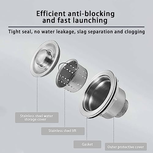 Kitchen sinks, stainless sink, water trough,Stainless steel material, 200mm groove depth, double turret design, all steel drain, suitable for kitchen, bathroom, balcony, bar, hotel, hospital, school (
