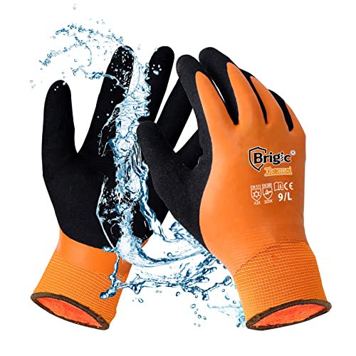 Brigic Winter Work Gloves for Men, Waterproof Work Gloves for Cold Weather, Insulated Freezer Gloves, Keep Working at 0℃/32℉, M 1 pair