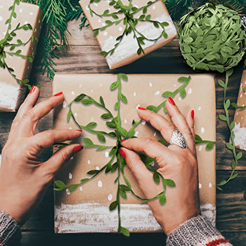HECATY 132 Ft Leaf Ribbon, Artificial Eucalyptus Garland Vines Leaves String,Decorative Jungle Botanical Greenery for Baby Shower Home Wedding Party Balloon Wreaths DIY Craft