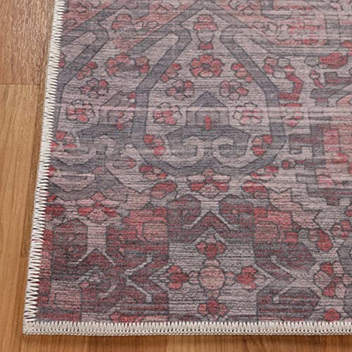 BNM Indoor Area Rug, Non-Slip Backing for Kids or Pets, Entryway, Living Room, Kitchen, Dorm, Bedroom, Hallway, Machine Washable Rugs, Floor Cover, Bohemian Rustic Home Decor, 6' x 9', Teal