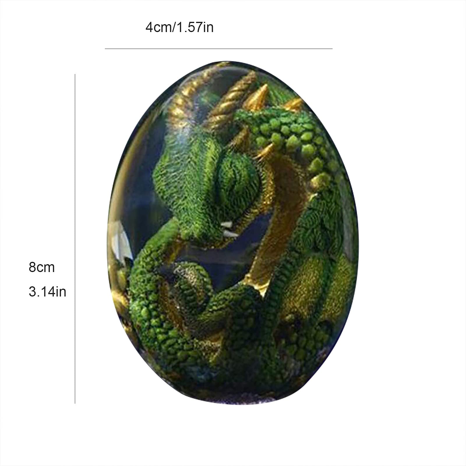 Qistubay Lava Dragon Egg, Dream Crystal Transparent Dragon Egg Sculpture, Resin Dragon Egg Desktop Ornaments for Garden Home Decor(Green,with Base)