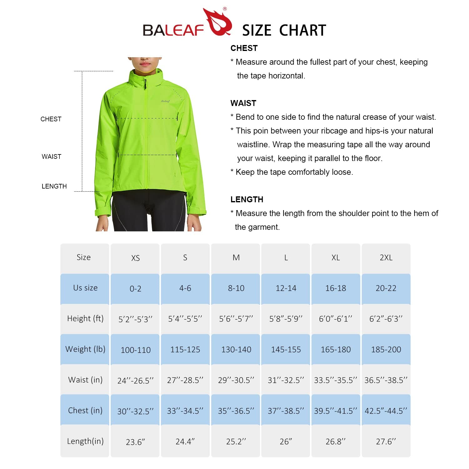 BALEAF Women's Rain Jackets Waterproof Windbreaker Windproof Lightweight Running Cycling Jackets Reflective Packable Hooded Yellow M
