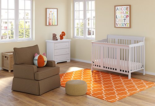 Storkcraft Tuscany 4-in-1 Convertible Crib, White, Easily Converts to Toddler Bed, Day Bed or Full Bed, 3 Position Adjustable Height Mattress (Mattress Not Included) ,White, Crib