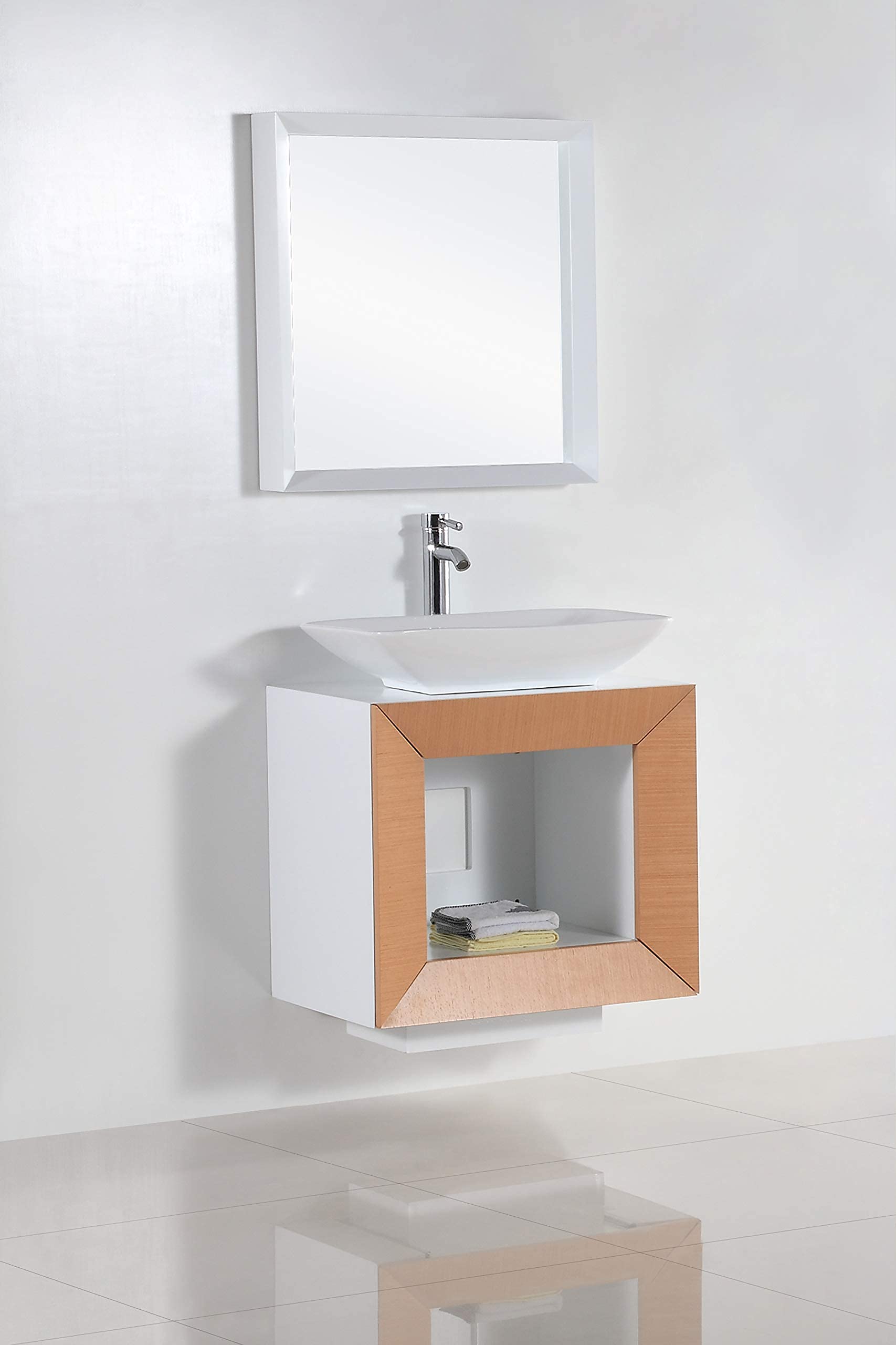 Fine Fixtures Maxi 24" Wall Mounted Bathroom Vanity Set Elm Veneer with Vessel Sink