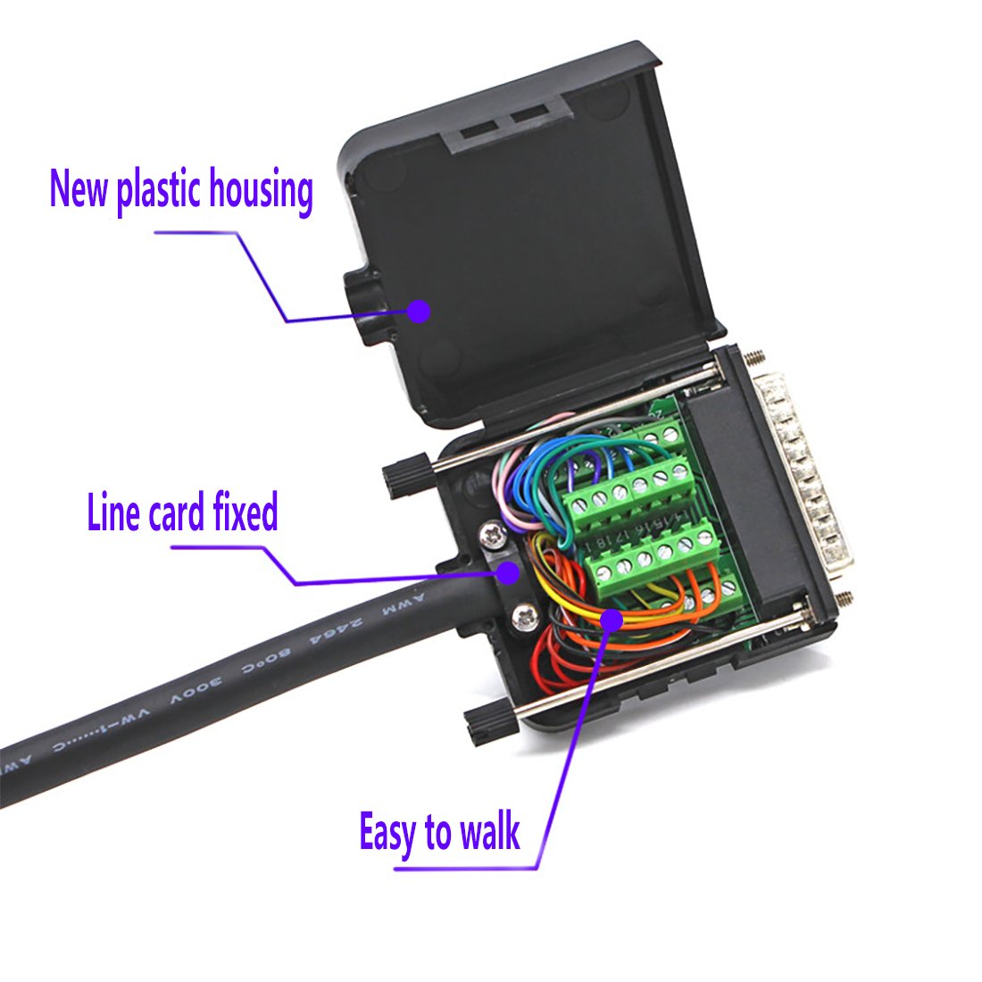 YIOVVOM DB25 Breakout Board Solder-Free Male Adapter 25-pin Port Adapter to Terminal Connector Signal Module Long Bolts and Nuts with case