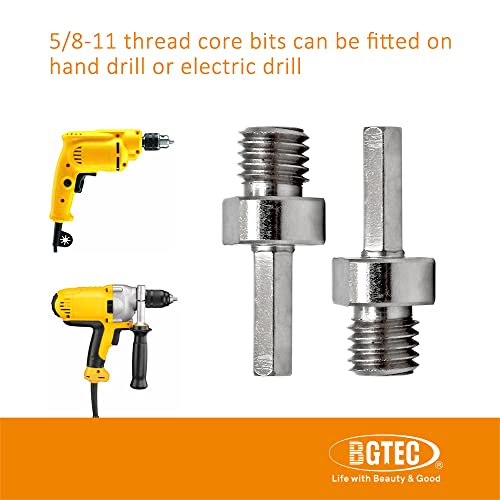 BGTEC Core Drill Bit Adapter for Threaded Diamond Hole Saw Core Drill Bit 5/8"-11 Male to 3/8" Shank for Core Drilling Grinding Disc