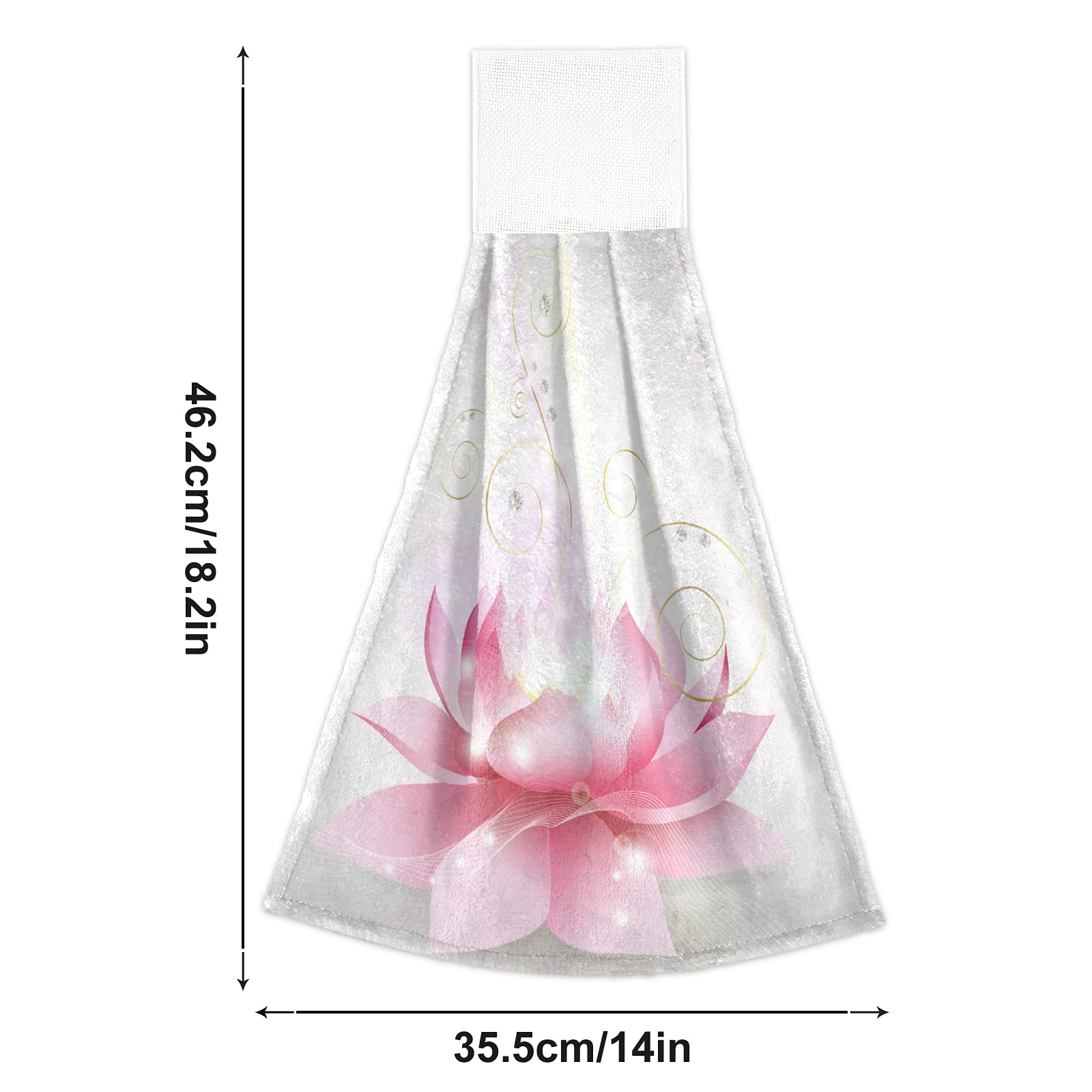Boccsty Lotus Flower Hanging Kitchen Towels 2 Pieces Glitter Floral Dish Cloth Tie Towels Hand Towel Tea Bar Towels for Bathroom Farmhous Housewarming Tabletop Home Decor