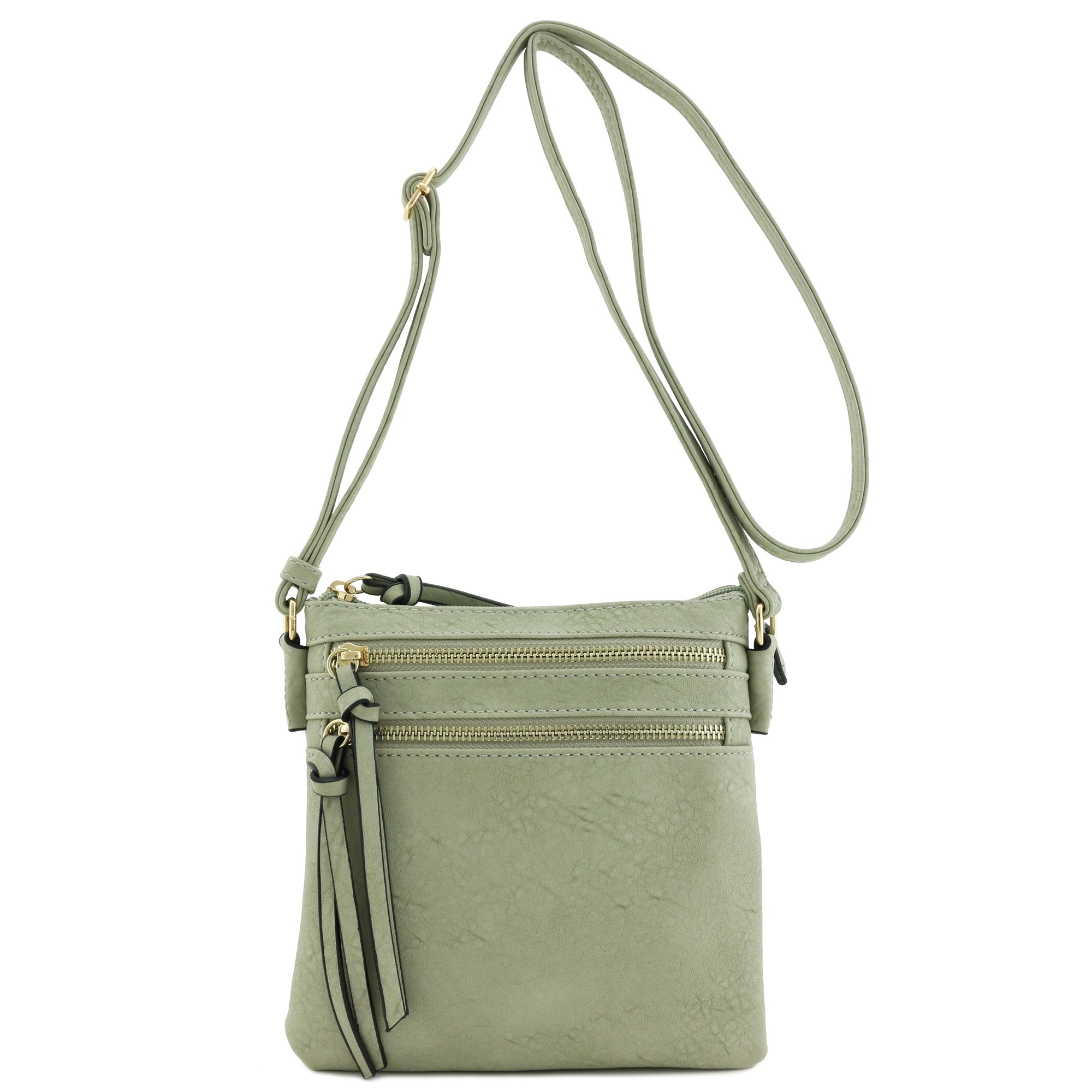 Functional Multi Zip Pocket Crossbody Bag (Grey)