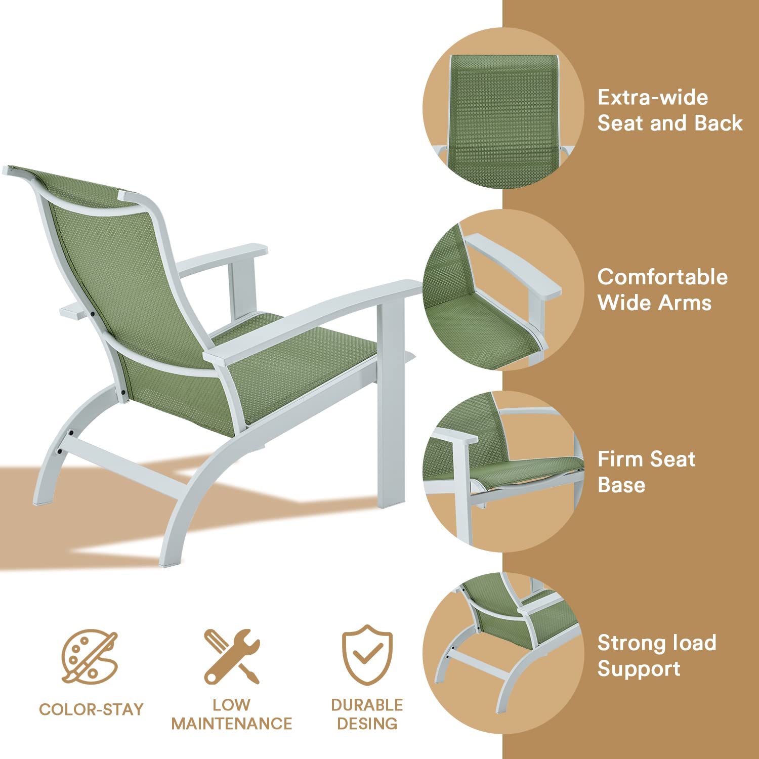 VICLLAX 2 Pieces Adirondack Chairs Outdoor Furniture Patio Chairs for Beach, Pool, and Fire Pit Seating, Green