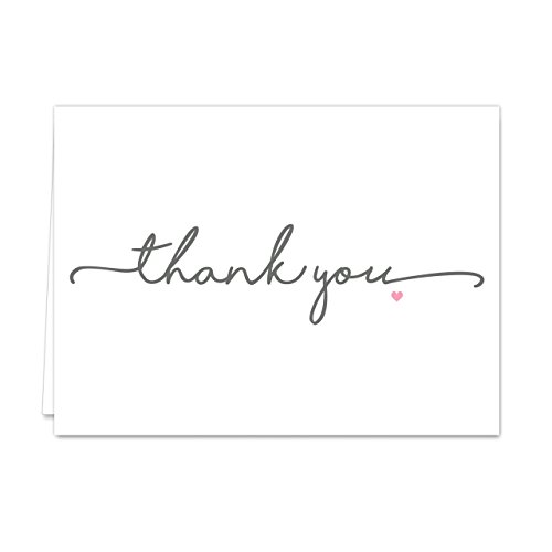 Thanks From The Heart Thank You Note Card Pack / 36 Thanks Greeting Cards With White Envelopes / 3 1/2" x 4 7/8" Generic Hearts Appreciation Blank Cards