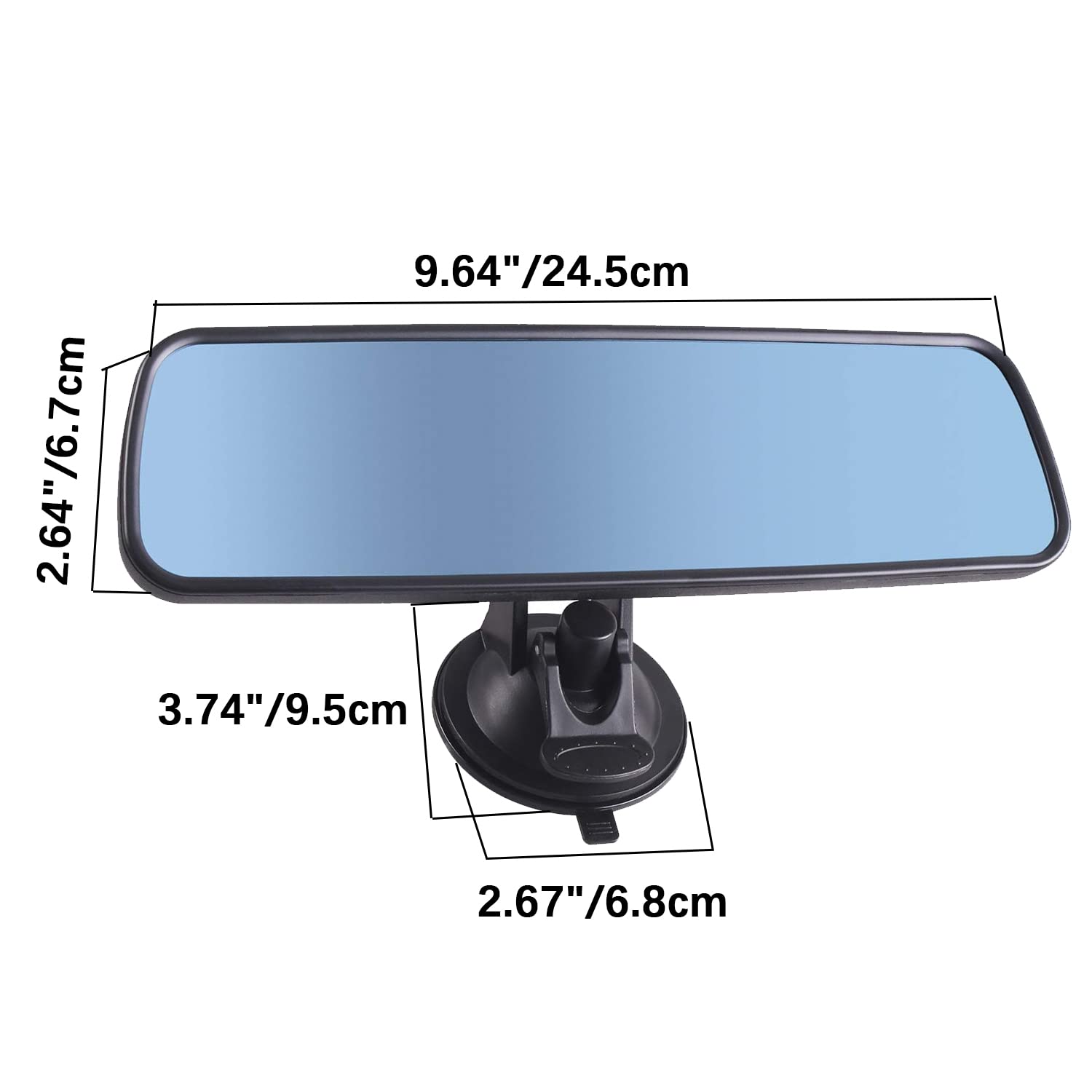 Car Rear View Mirror with Suction Cup,venveal Universal 360 Roatable Anti Glare Automotive Interior Mirrors HD Wide Angle Panoramic Rearview Mirror Replacement for Car SUV Trucks Boats(Blue Mirror)