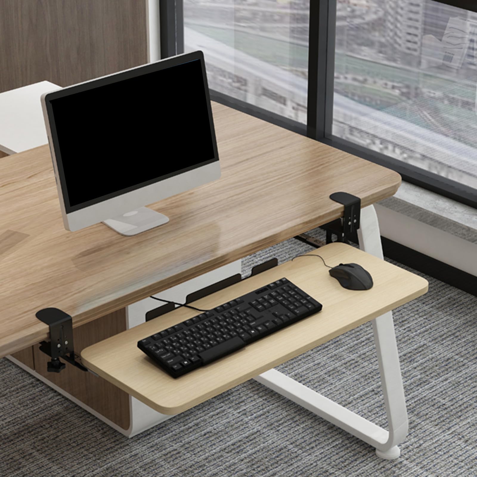 BBAUER Desk Keyboard Tray, Keyboard Tray Under Desk, Ergonomic Keyboard Tray, for Support Keyboard and Mouses, for Home or Office