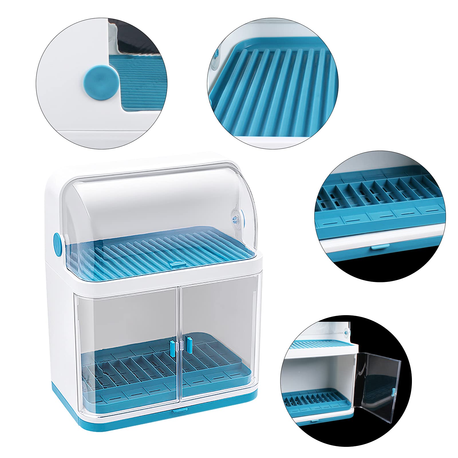 BhshuidlS Dish Drying Rack 2 Tier Dish Drying Rack for Kitchen Counter, Kitchen Dish Dryer Rack with Cover for Dishes Plates Storage