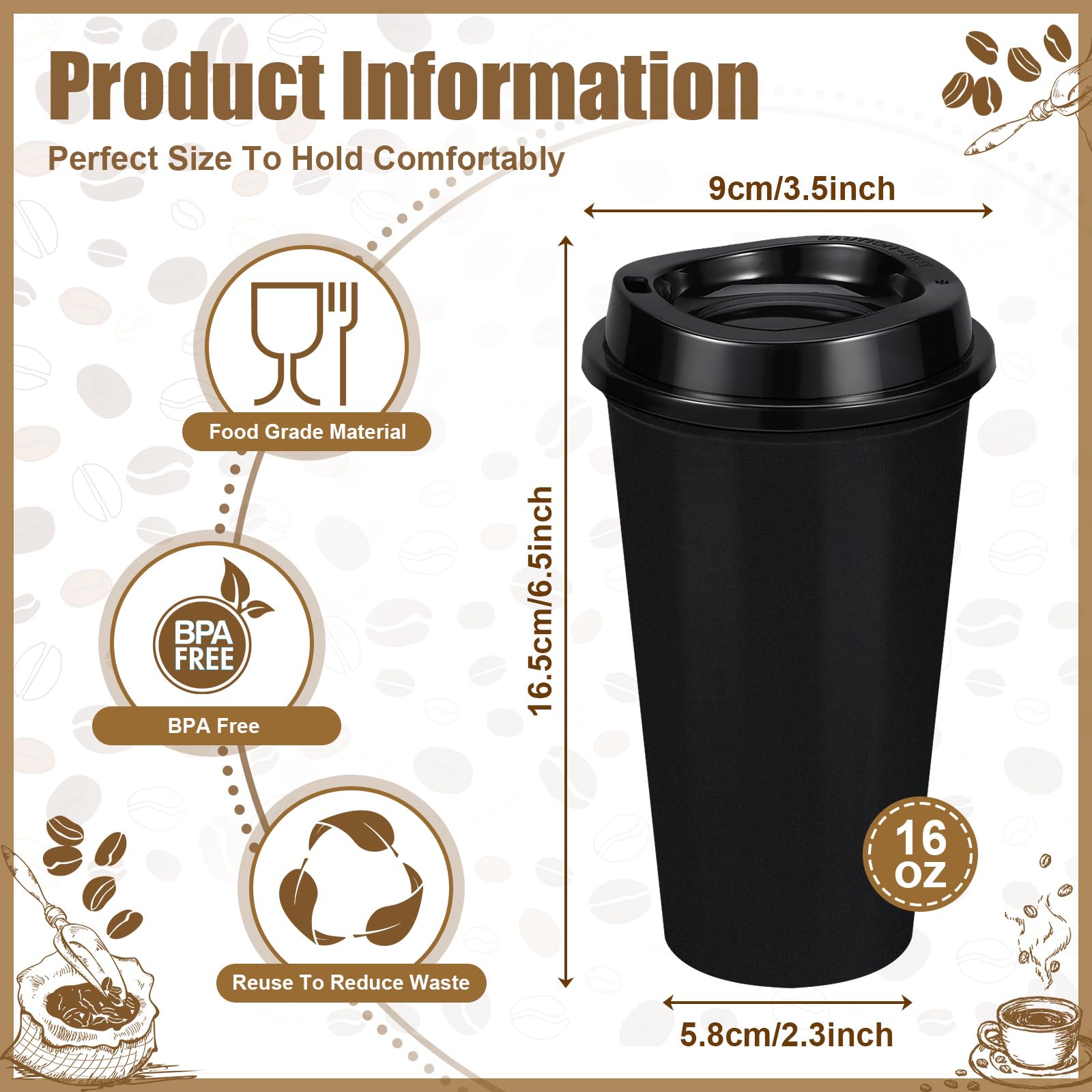 LEIFEOSH 24 Pack Reusable Coffee Cups with Lids 16 oz To Go Coffee Cups with Lids Travel Cups Plastic Cups with Lids Reusable Coffee Mugs for Hot and Cold Drinks, Colorful