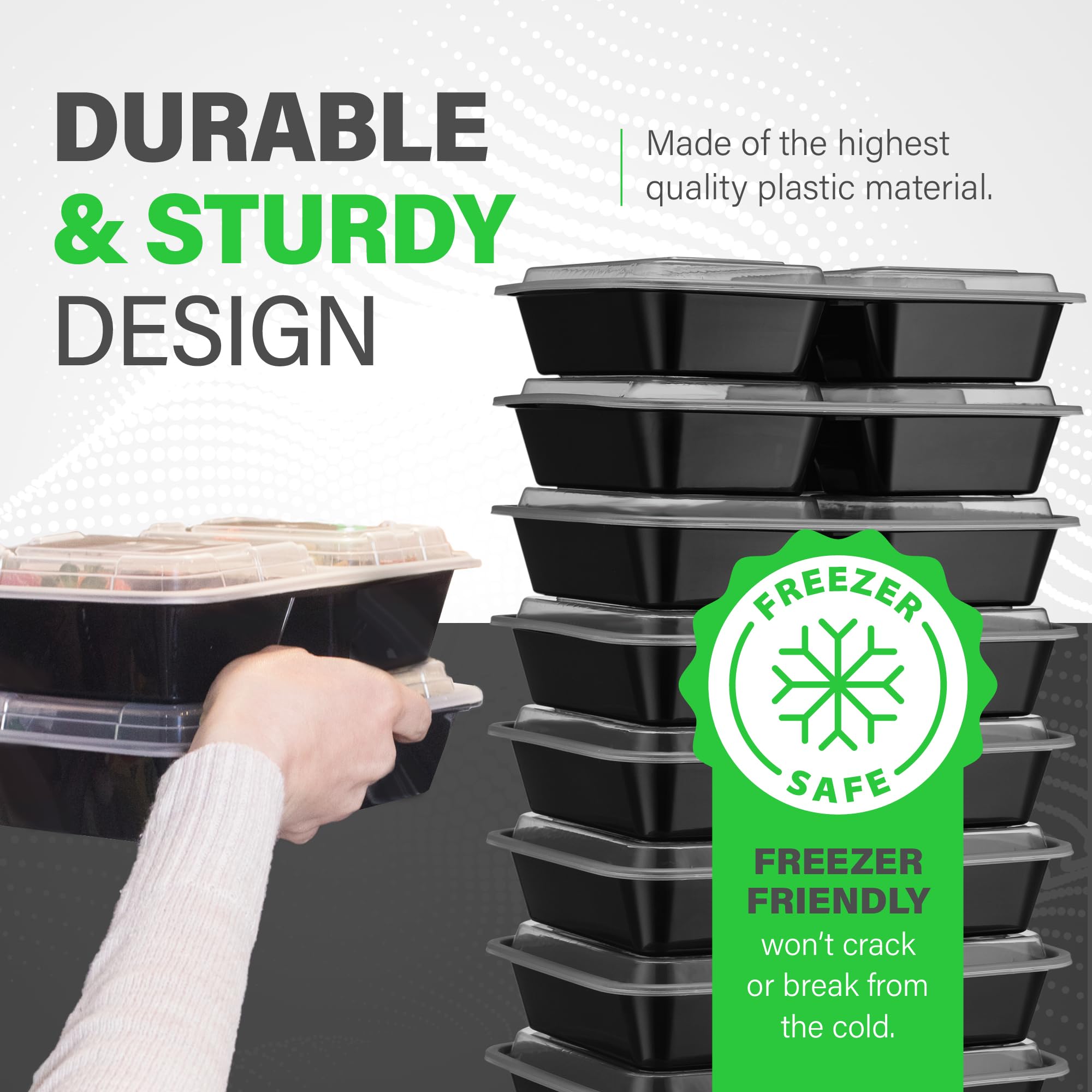 Ez Prepa - 10 Pack Bento Box Meal Prep Containers - Adult Bento Box & Lunch Box Containers - Dishwasher Safe Lunch Containers - Bento Lunch Box & Snack Containers - Meal Prep Container Microwave Safe