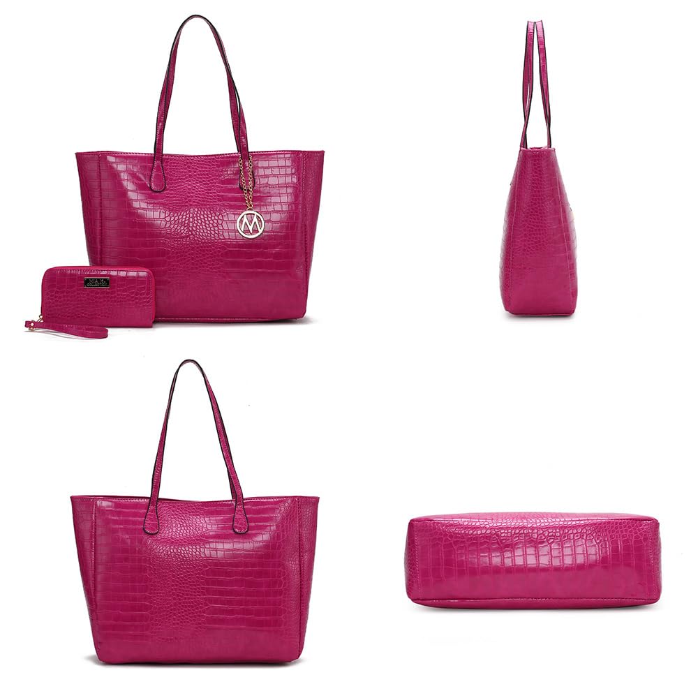 MKF Collection Tote Bag with Wristlet Wallet for Women, Vegan Leather Top-Handle Shoulder Bag Handbag Purse By Mia K