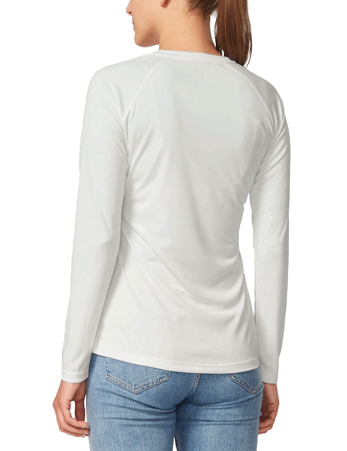 BALEAF Women's UPF 50+ Sun Shirts Long Sleeve UV Protection Rash Guard Lightweight Quick Dry SPF Hiking Tops Outdoor Clothing White Size L