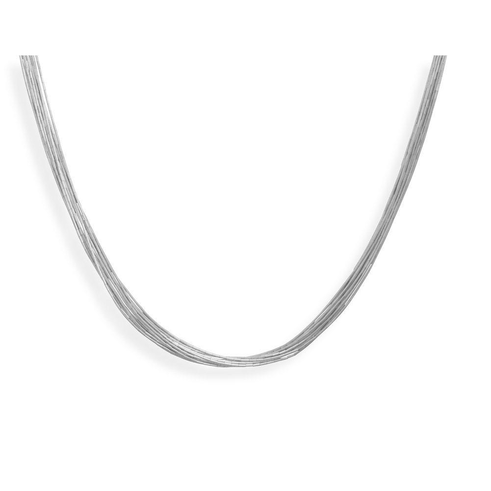 AzureBella Jewelry Liquid Silver Necklace 10 Strands Sterling Silver - Made in The USA, 24-inch