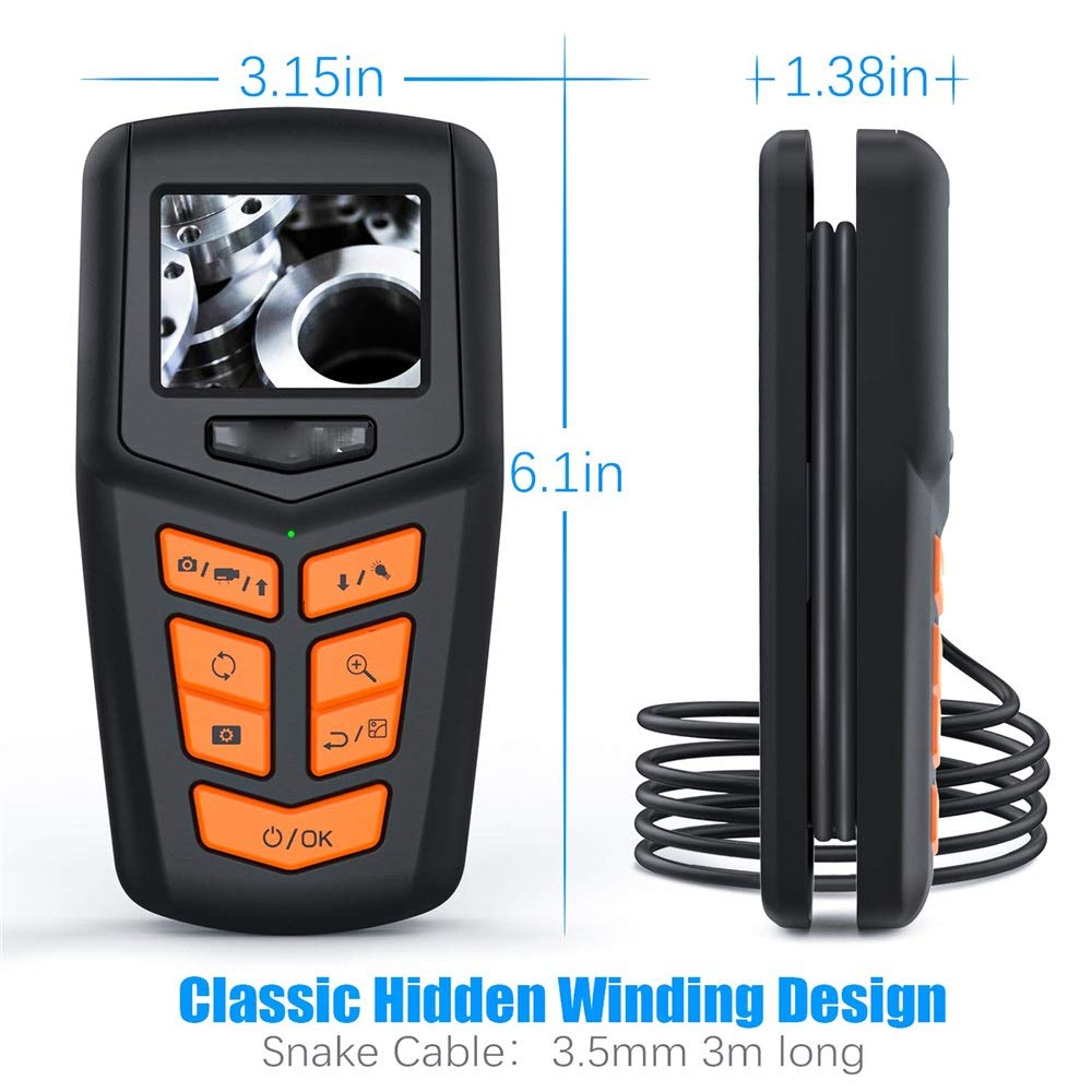 BHVXW 5.5mm 1080P Snake Camera Industrial Endoscope Handheld Automotive Borescope Inspection Camera Hidden Semi-Rigid Cable