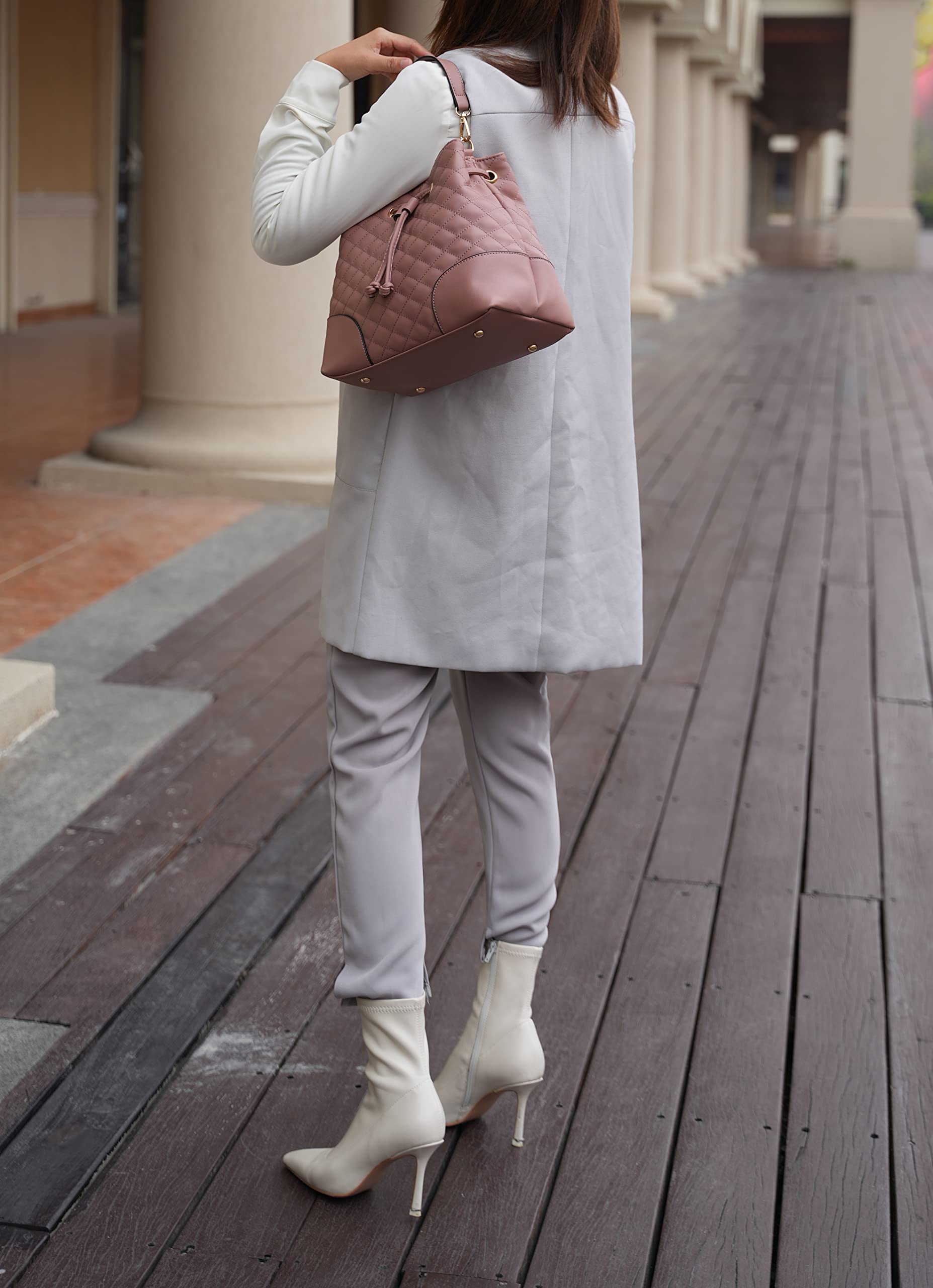 MKF Collection Crossbody Bucket Shoulder Bag for Women Handbag & Wristlet Wallet Purse Set