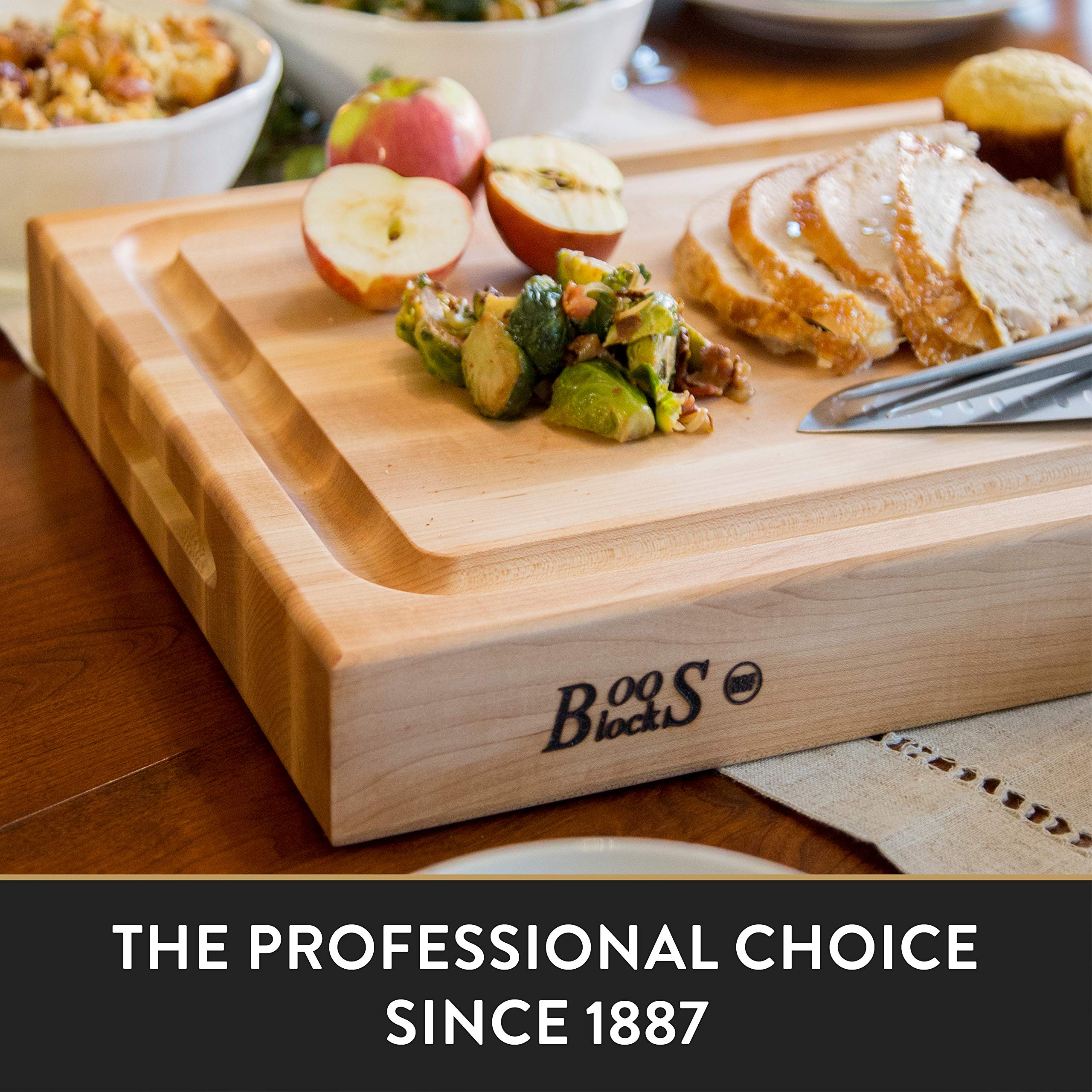 John Boos Block RA02-GRV Maple Wood Edge Grain Reversible Cutting Board with Juice Moat, 20 Inches x 15 Inches x 2.25 Inches