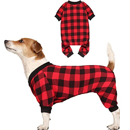 Dog Fleece Sweater Buffalo Plaid Dog Sweater Dog Clothes Dog Outfit Soft Thickening Warm Pet Clothes Sweaters for Dogs Girl & Boy(L)