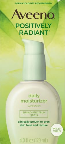 Aveeno Positively Radiant Daily Face Moisturizer with Broad Spectrum SPF 15 Sunscreen and Soy Extract, 4 fl. oz