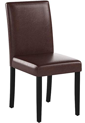 FDW Dining Chairs Set of 4, Dining Room Chairs Kitchen Chairs,Side PU Cushion Chairs with Waterproof Surface and Wood Legs,for Kitchen Restaurant and Living Room,Leather Brown