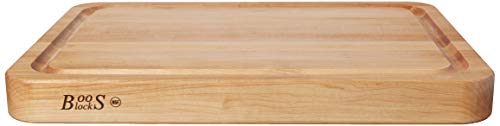 John Boos Block RAD03-GRV Maple Wood Reversible Cutting Board with Juice Groove and Curved Edges, 24 Inches x 18 Inches x 2.25 Inches