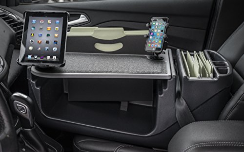 AutoExec AUE20009 Efficiency FileMaster Car Desk Grey Finish with Phone Mount and Tablet Mount