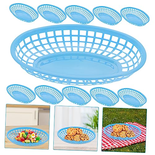 KJHBV 12pcs Snack Plate Hamburger Basket Plastic Hamper Vegetable Food Basket for Snacks Pp Blue Snack Baskets Food Basket Ktv Snacks Basket At Home Afternoon Tea Plastic Food