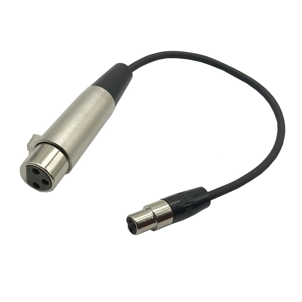 MMNNE 3 Pin Mini XLR Female to XLR Female Microphone Cable, 3-Pin Mini XLR (TA3F) to Regular XLR Female to Female Pro Lapel Microphone Cable (1Feet)
