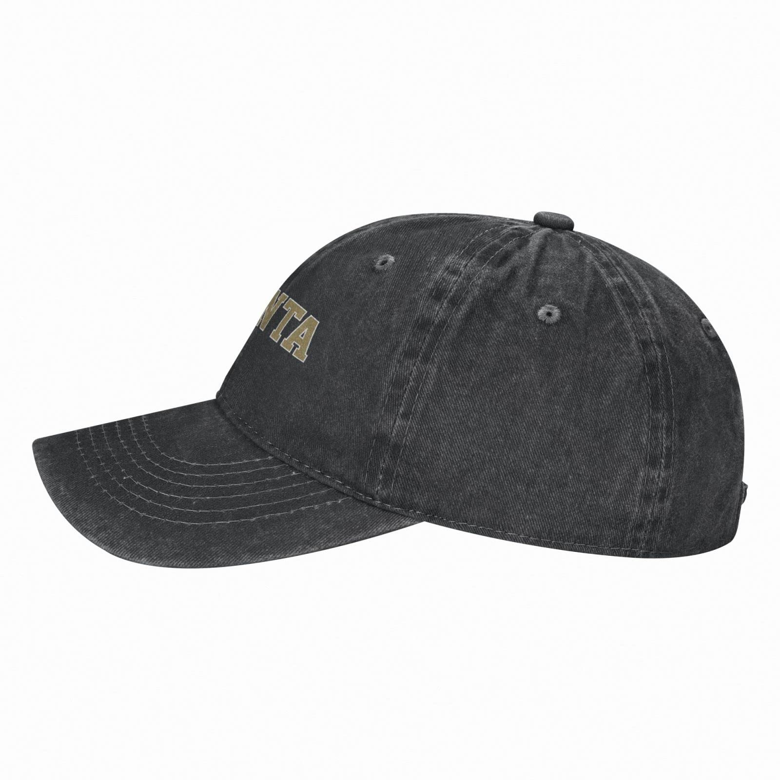 Atlanta Cap Adult Adjustable Classic Casquette Denim Hat for Outdoor Black