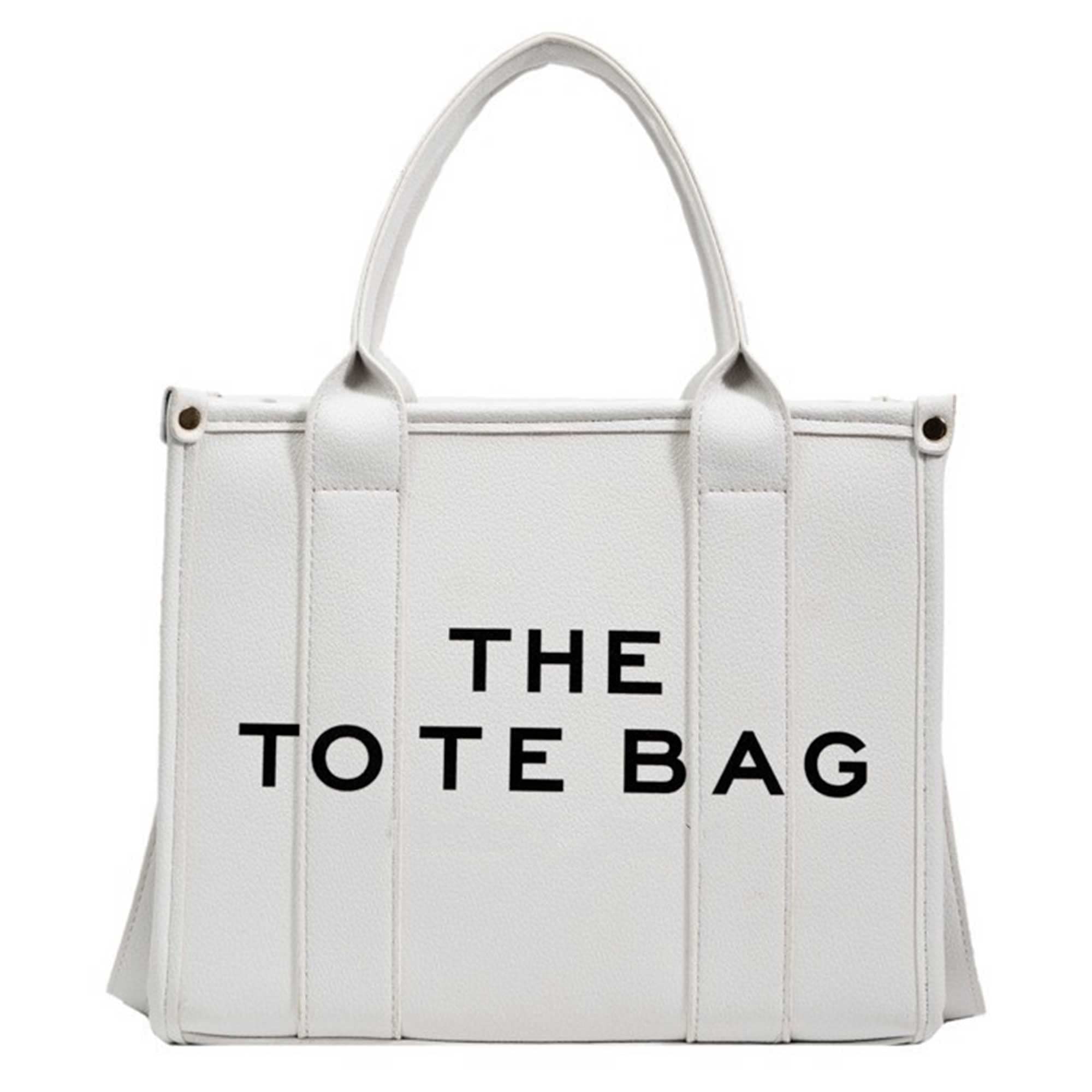 AyTotoro Work Tote Bag for Women Trendy Personalized Oversized PU Leather Top Handle Shoulder Crossbody Bag Handbag (White)