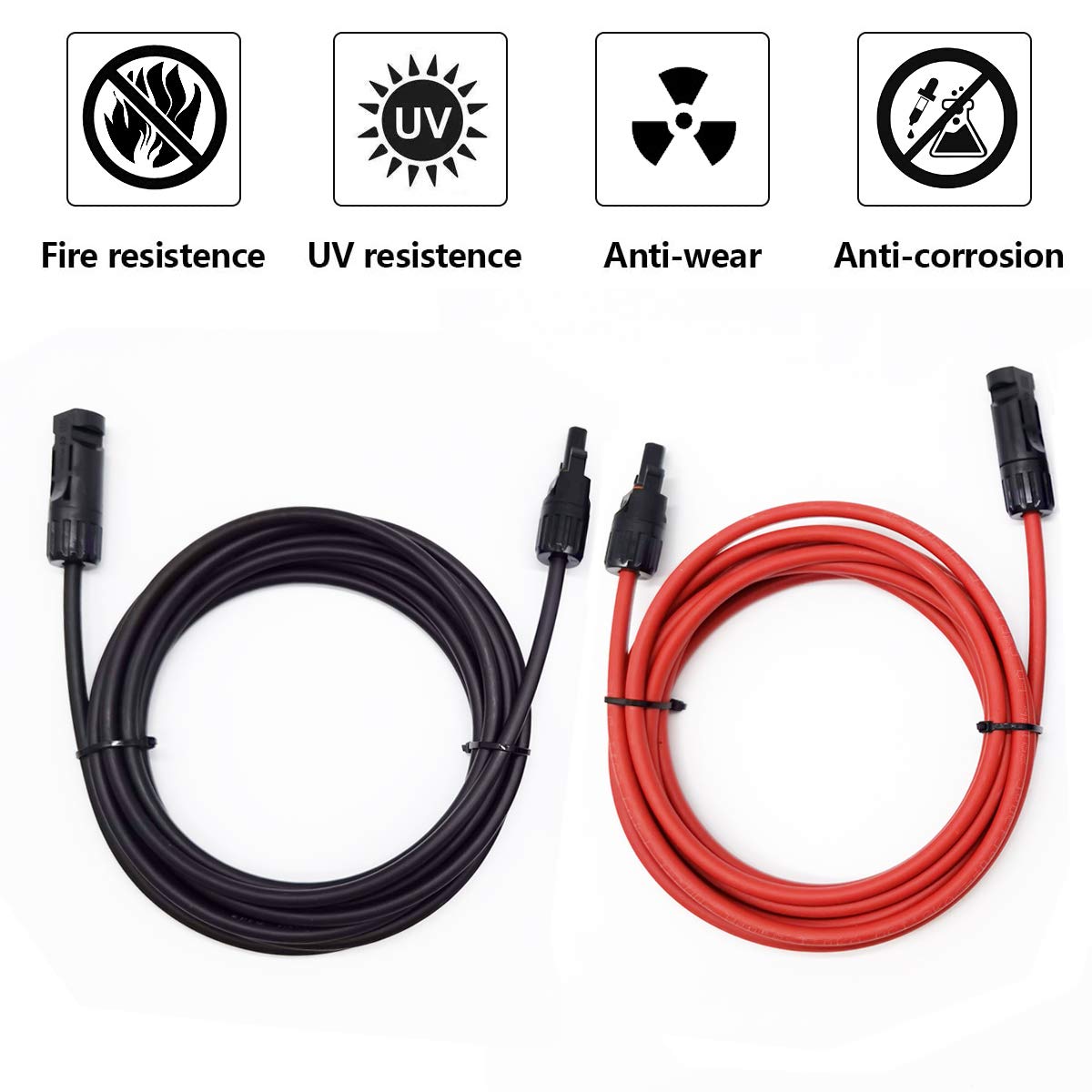 BEAYFILY 10AWG Solar Extension Cable Wire,Solar Panel Adaptor Cable with Male and Female Weatherproof Connector (9.8 Ft)