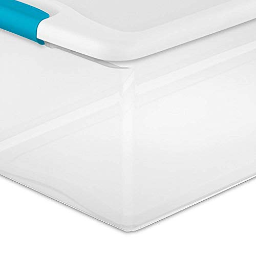 Sterilite 14998004 106 Quart White/Clear Plastic Storage Box With Blue Aquarium Latches4