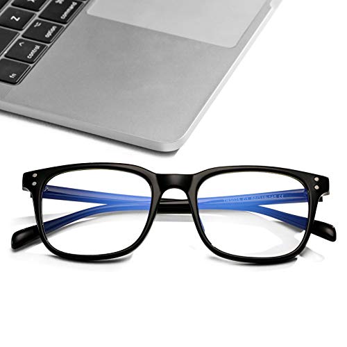 AZorb Blue Light Blocking Glasses Clear Lens Square Frame Anti Blue Ray Computer Game Glasses (Black)