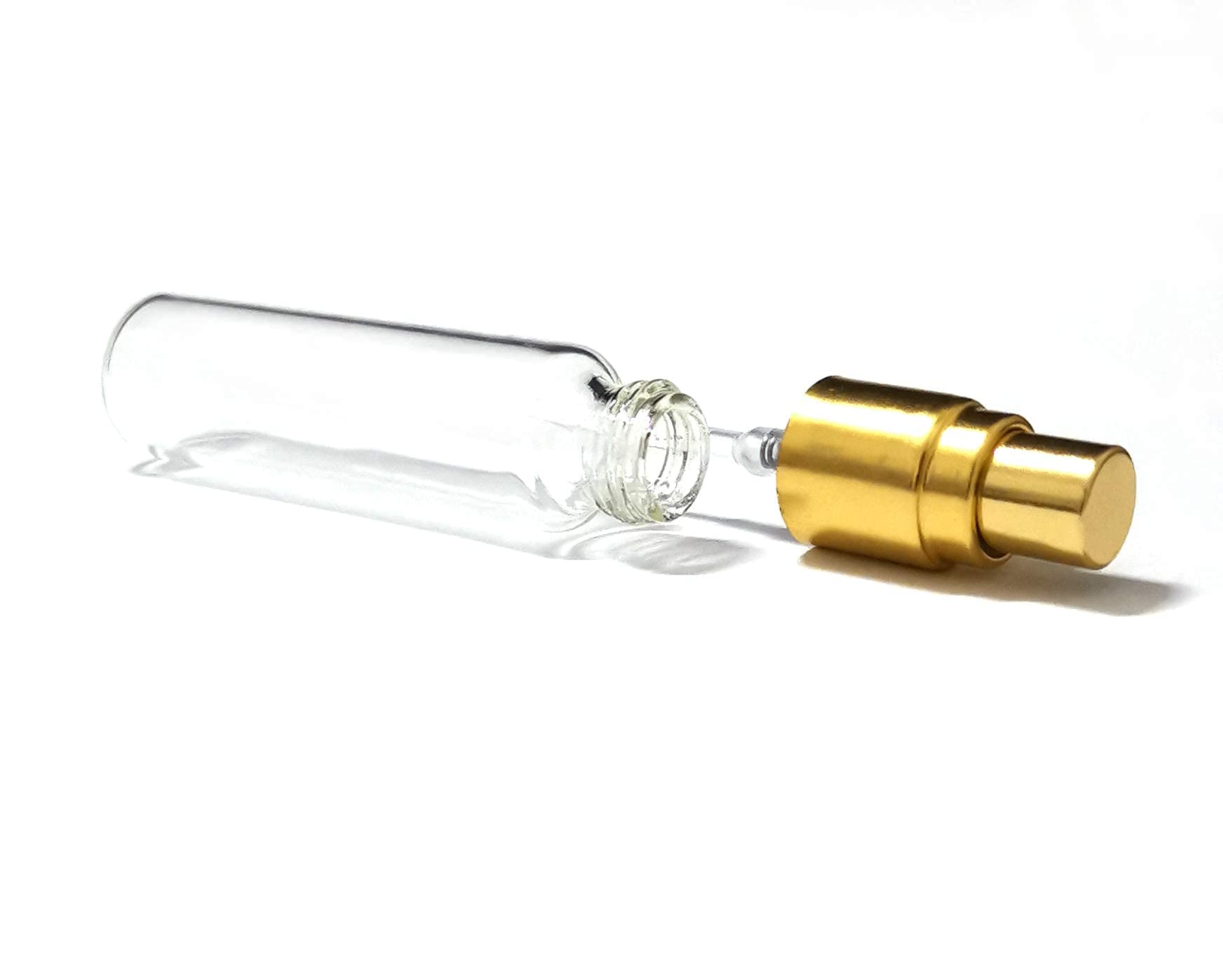 ZbFwmx 20 Pack Set 10ML Protable Refill Bulk Atomizer Spray Travel Perfume Bottle Hydrating Empty Bottle (Gold Caps)